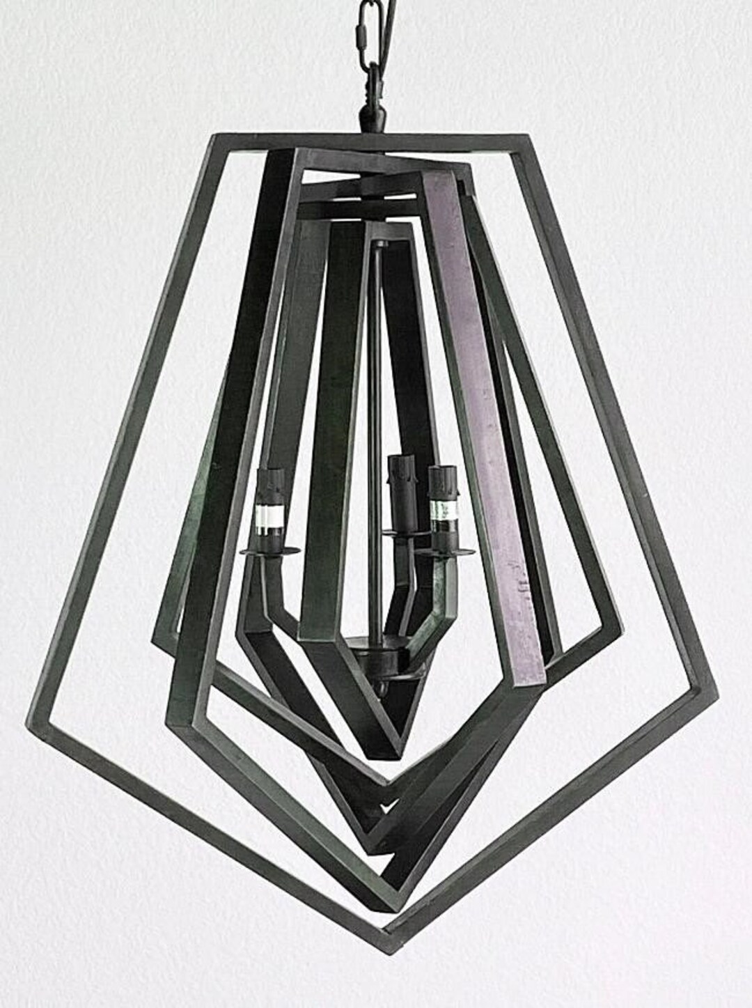 Unique Real Wood Prizmo Farmtop Diamond Chandelier - Etsy