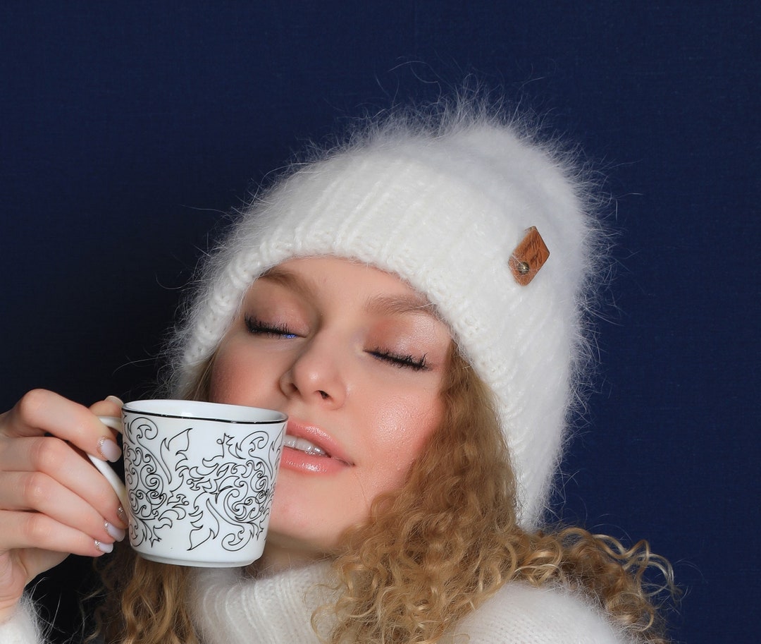 Knitted Angora Hat Angora Hat Fluffy Warm Beanie Women Gift Gift for ...