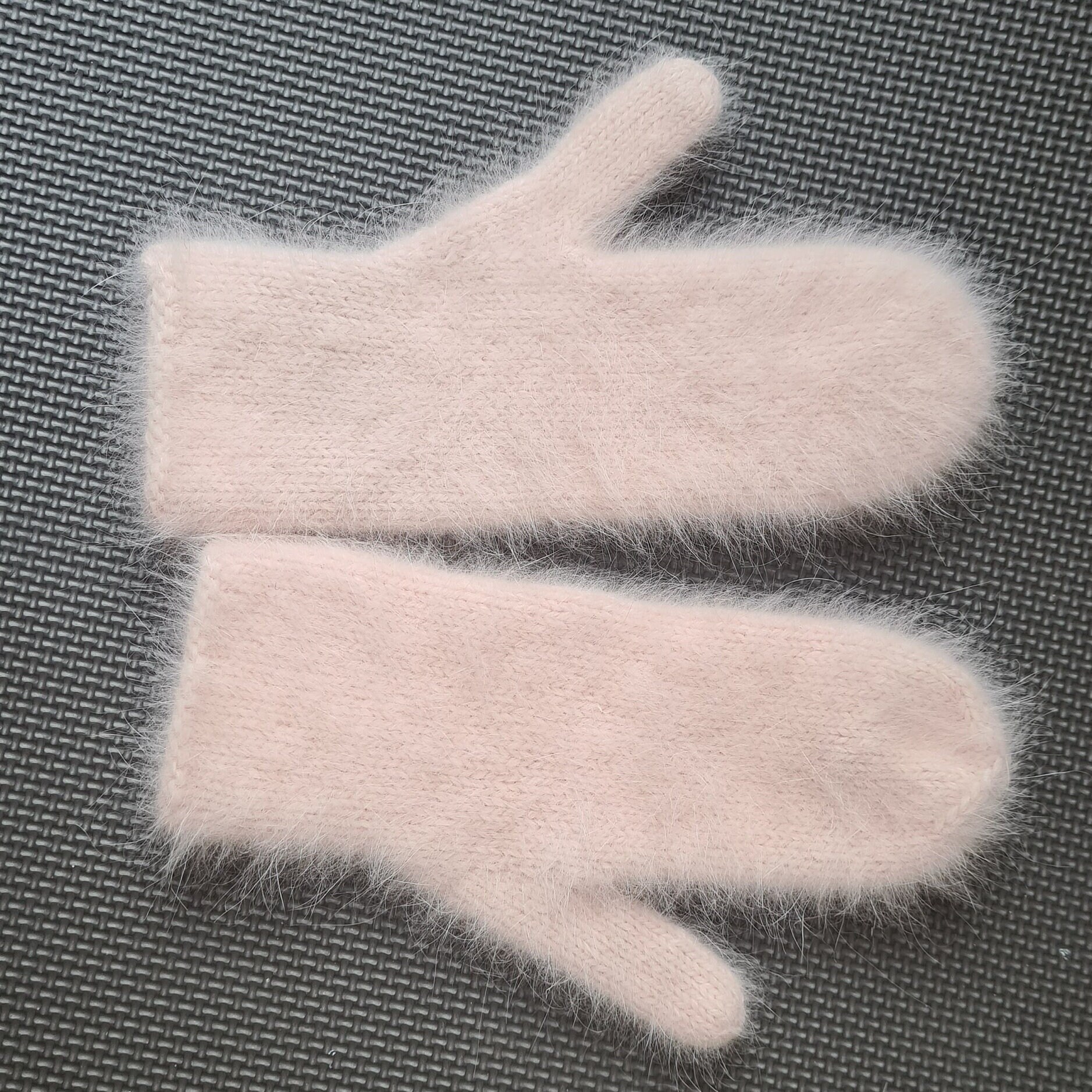 Knitted Angora Mittens for Man or Woman Unisex. Knitted Pink Fingerless ...