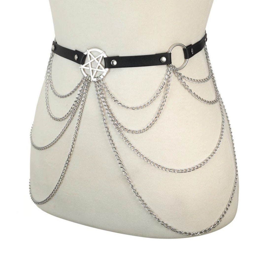 Apep Layered Body Chain, Chains Belt, Pentagram Belt, Gothic Belt, Goth ...