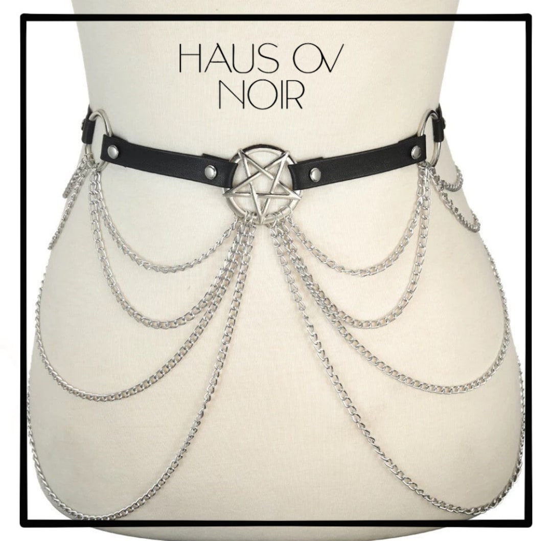 Apep Layered Body Chain, Chains Belt, Pentagram Belt, Gothic Belt, Goth ...