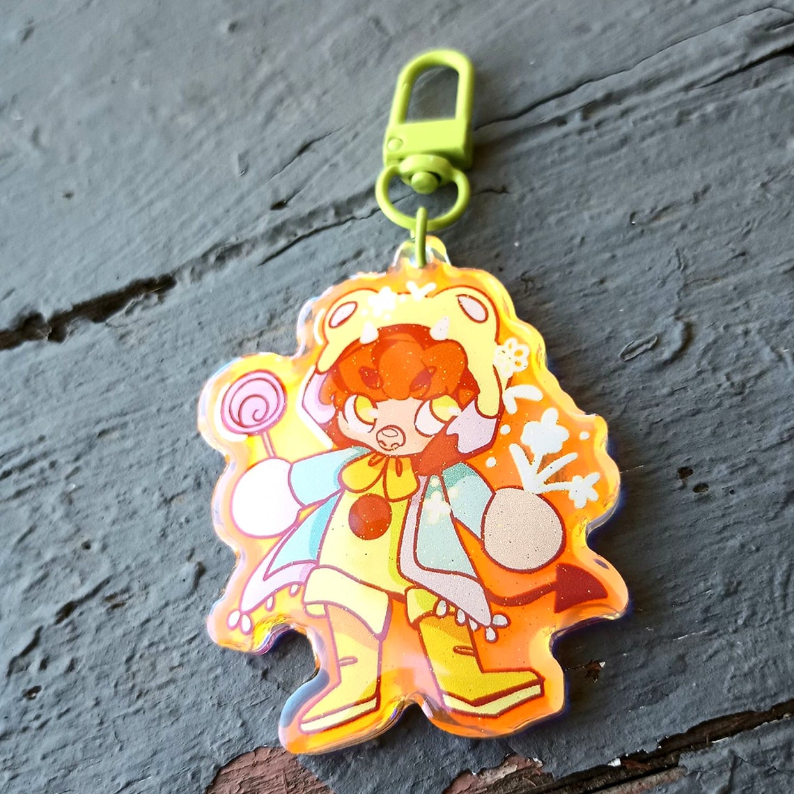 Lolipop Frog Clown /clowncore / Weirdcore / Rainbow Acrylic Keychain ...