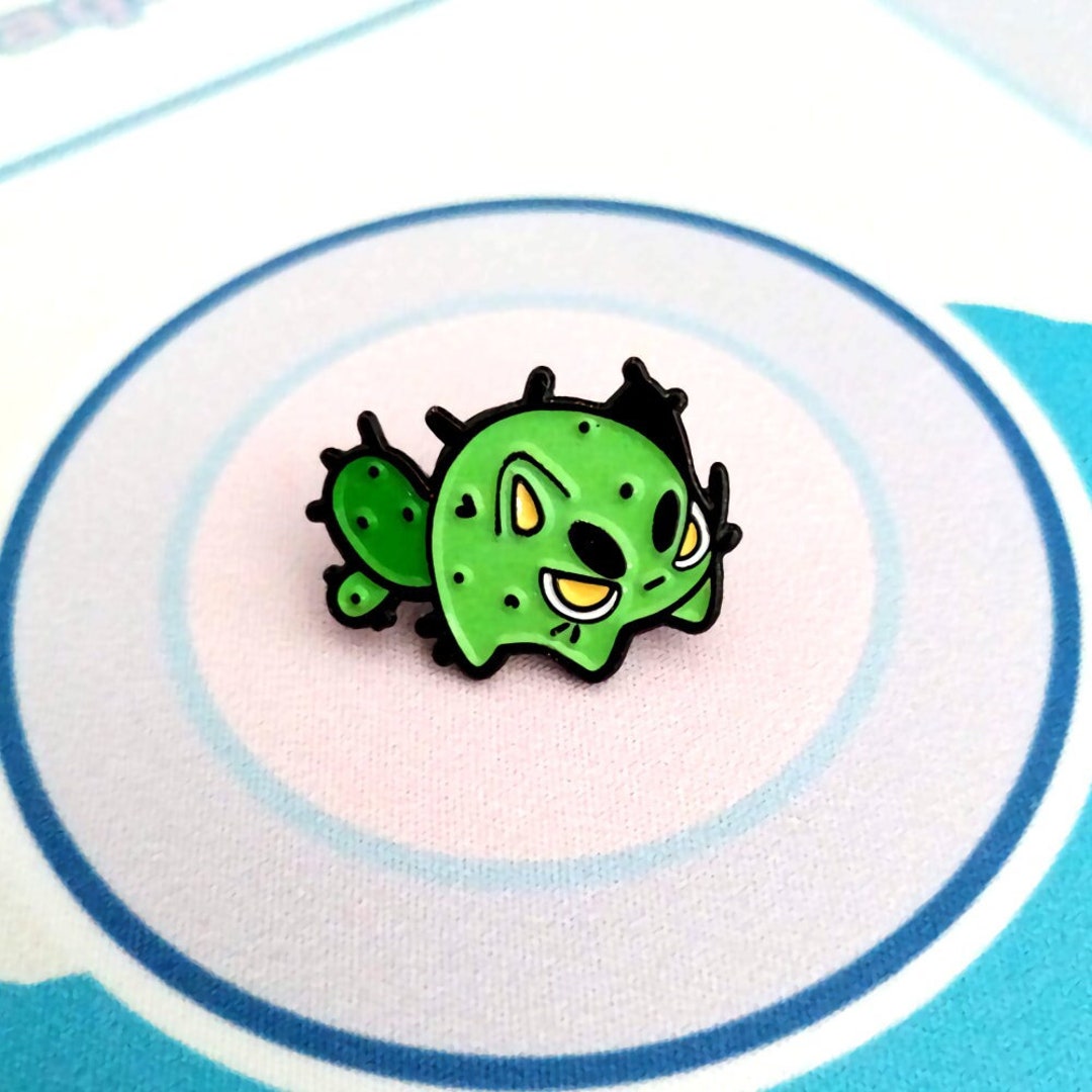 Kawaii Angry Cactus Cat Enamel Pin 1" Inch | Soft Enamel Pin | Cute ...