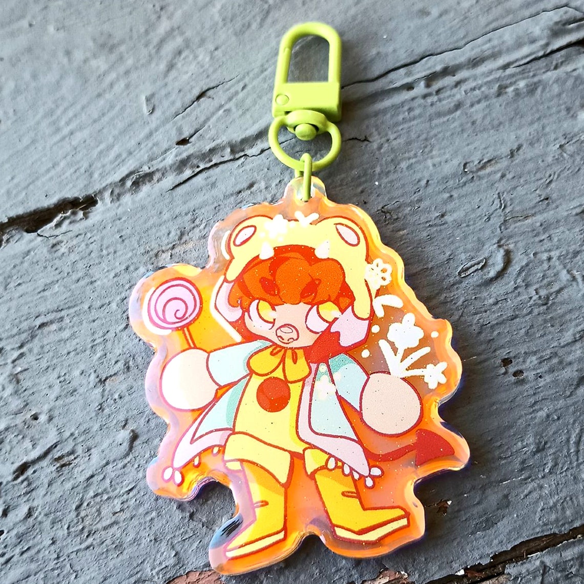 Lolipop Frog Clown /clowncore / Weirdcore / Rainbow Acrylic Keychain ...