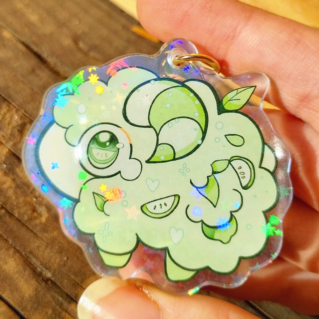 Kawaii Pastel Green Lime Sheep Keychain/ 2'' Rainbow Holographic/ Farm ...