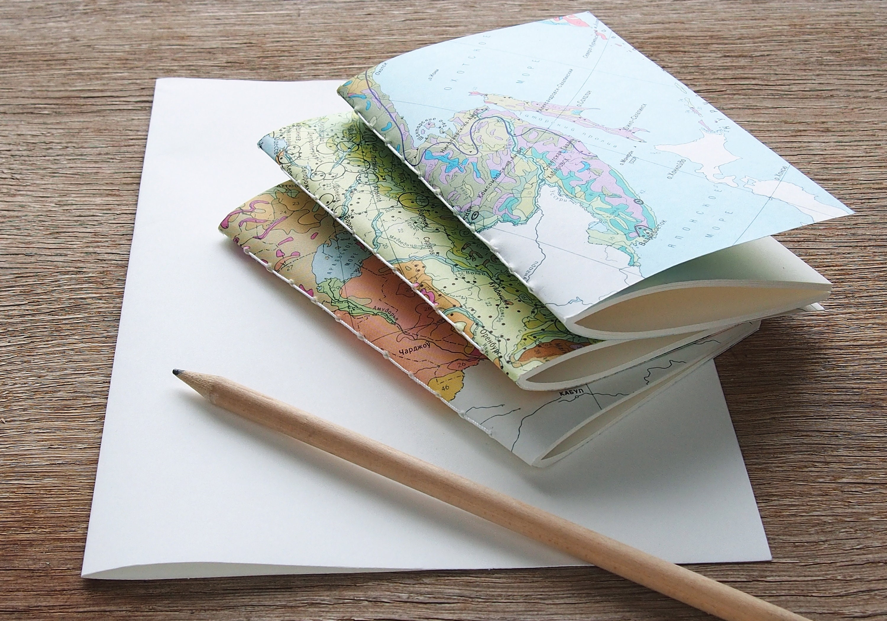Set of Three Map Notebooks Tiny Notebook With Old Map Cover - Etsy