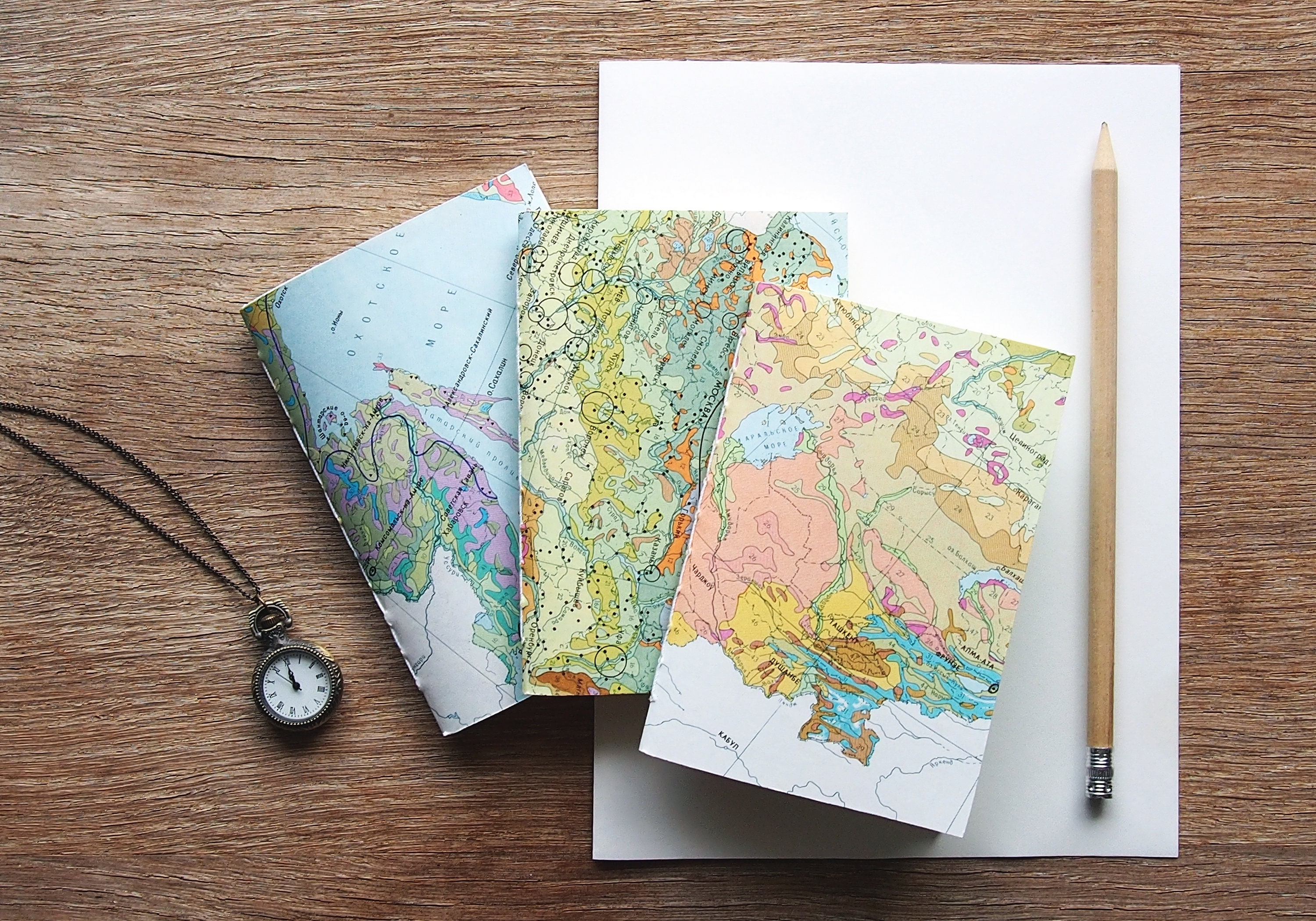 Set of Three Map Notebooks Tiny Notebook With Old Map Cover - Etsy