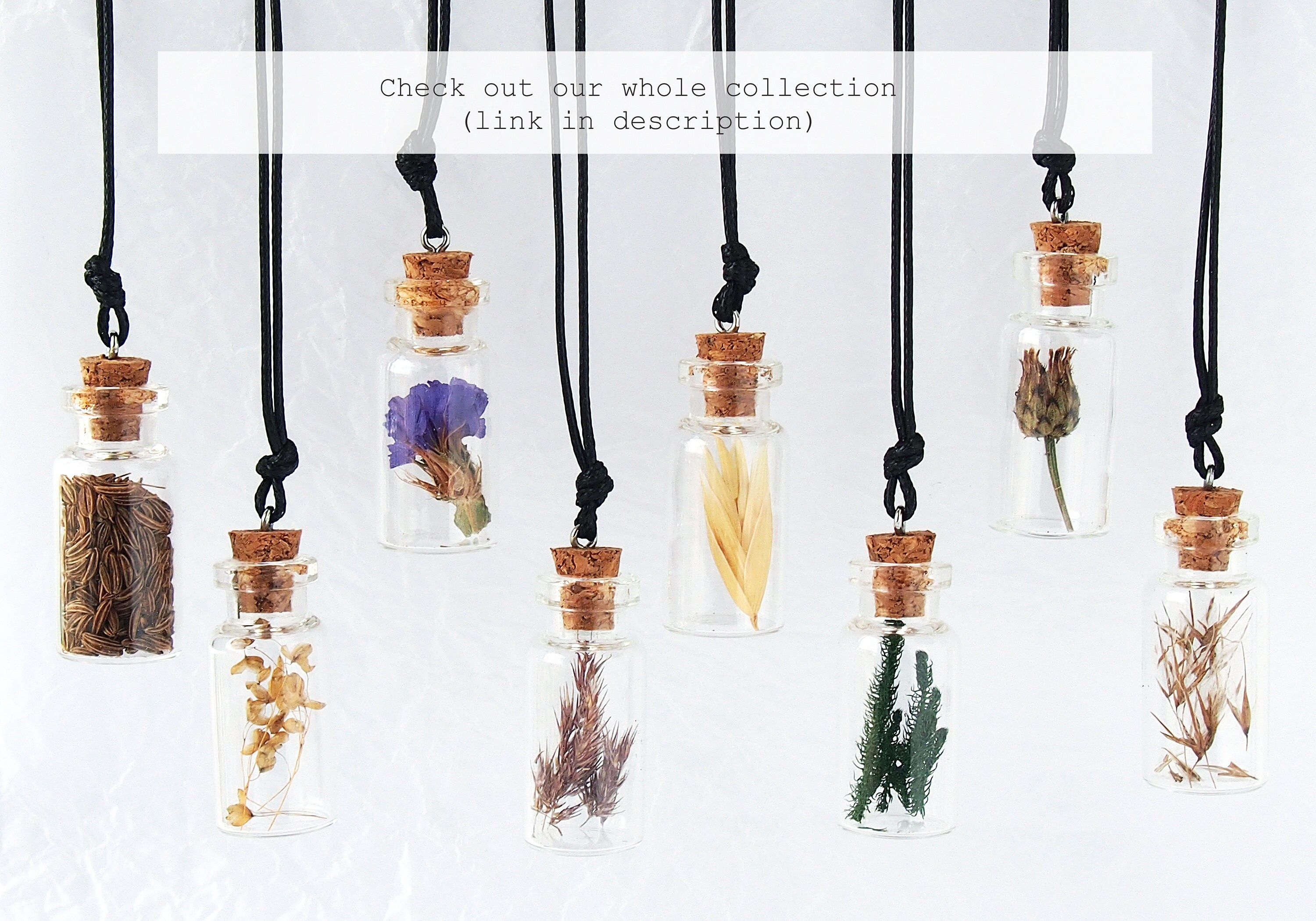 Mini Bottle Necklace With Gypsophila Flowers Enchanted Forest - Etsy