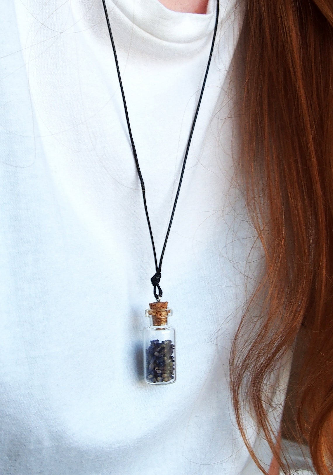 Mini bottle necklace with dried Lavender flowers enchanted | Etsy