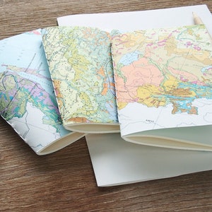Set of Three Map Notebooks, Tiny Notebook With Old Map Cover, Bulk ...