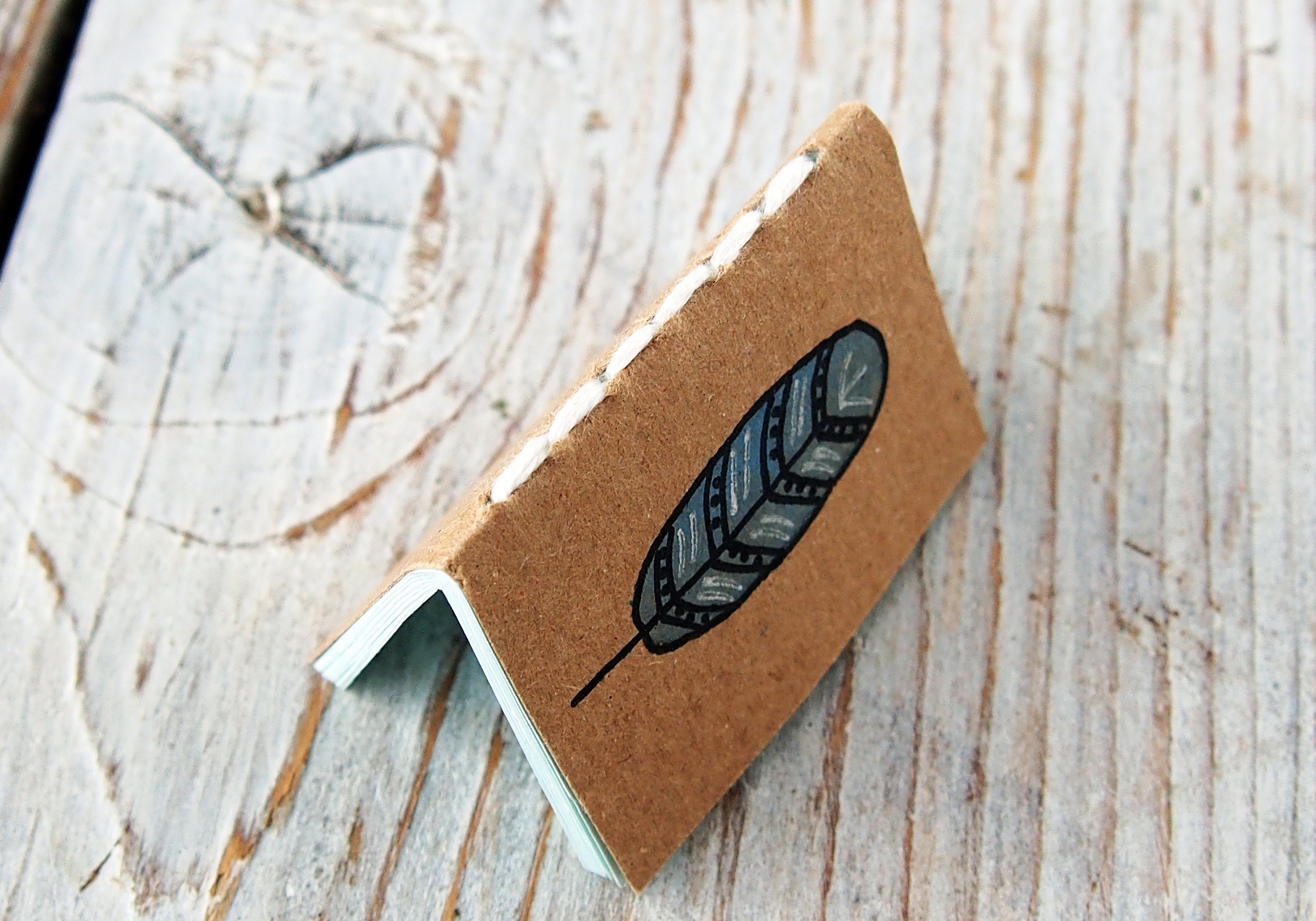 Cute blank notebook set miniature notebook with feather | Etsy