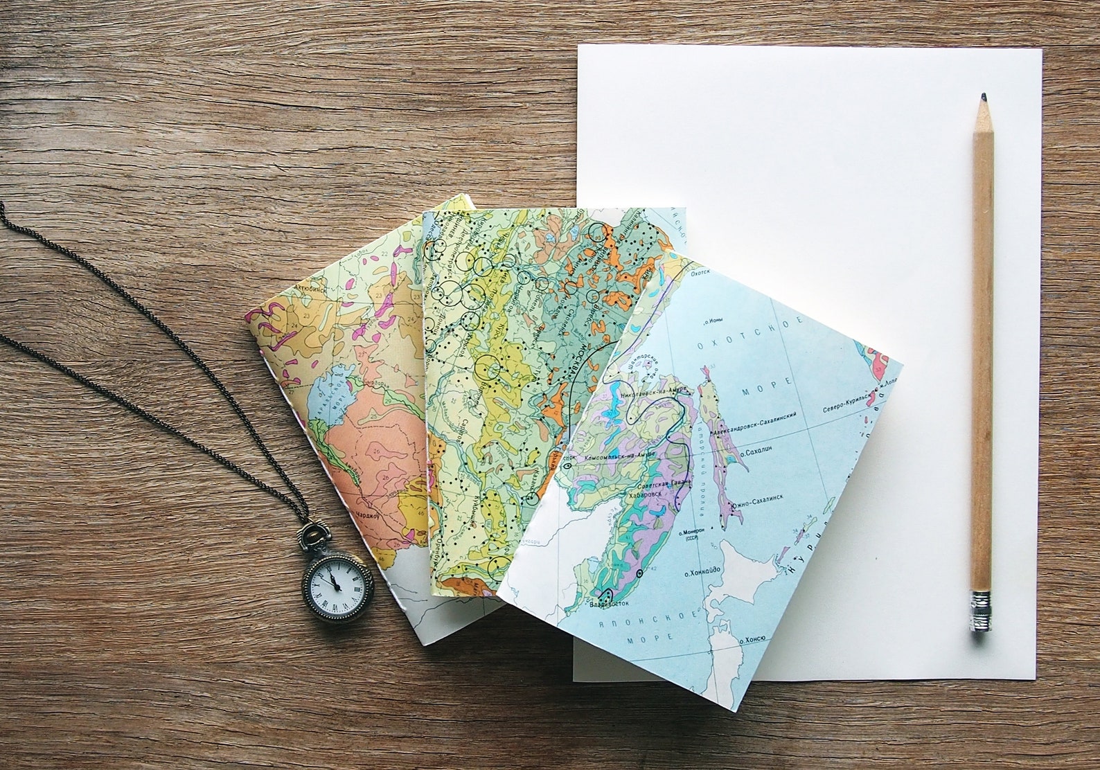 Set of Three Map Notebooks Tiny Notebook With Old Map Cover - Etsy