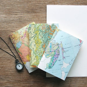 Set of Three Map Notebooks, Tiny Notebook With Old Map Cover, Bulk ...