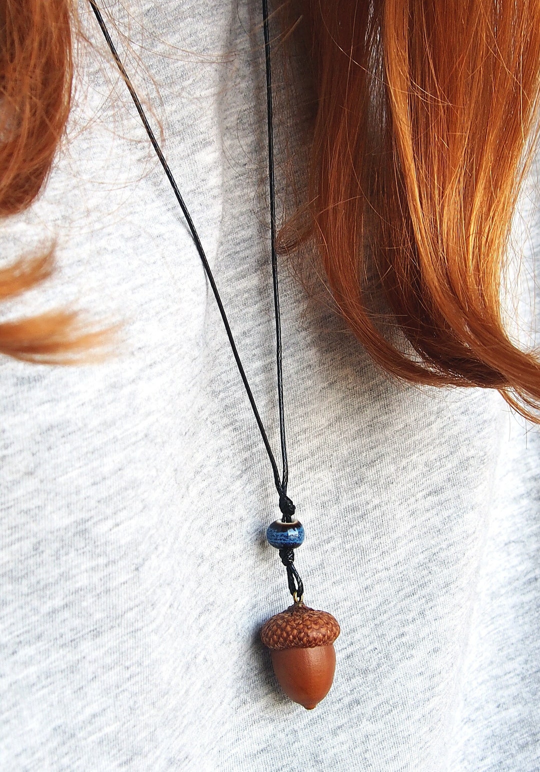 Real Acorn Necklace With Beads, Acorn Charm, Enchanted Forest Necklace ...