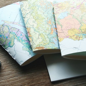 Set of Three Map Notebooks, Tiny Notebook With Old Map Cover, Bulk ...