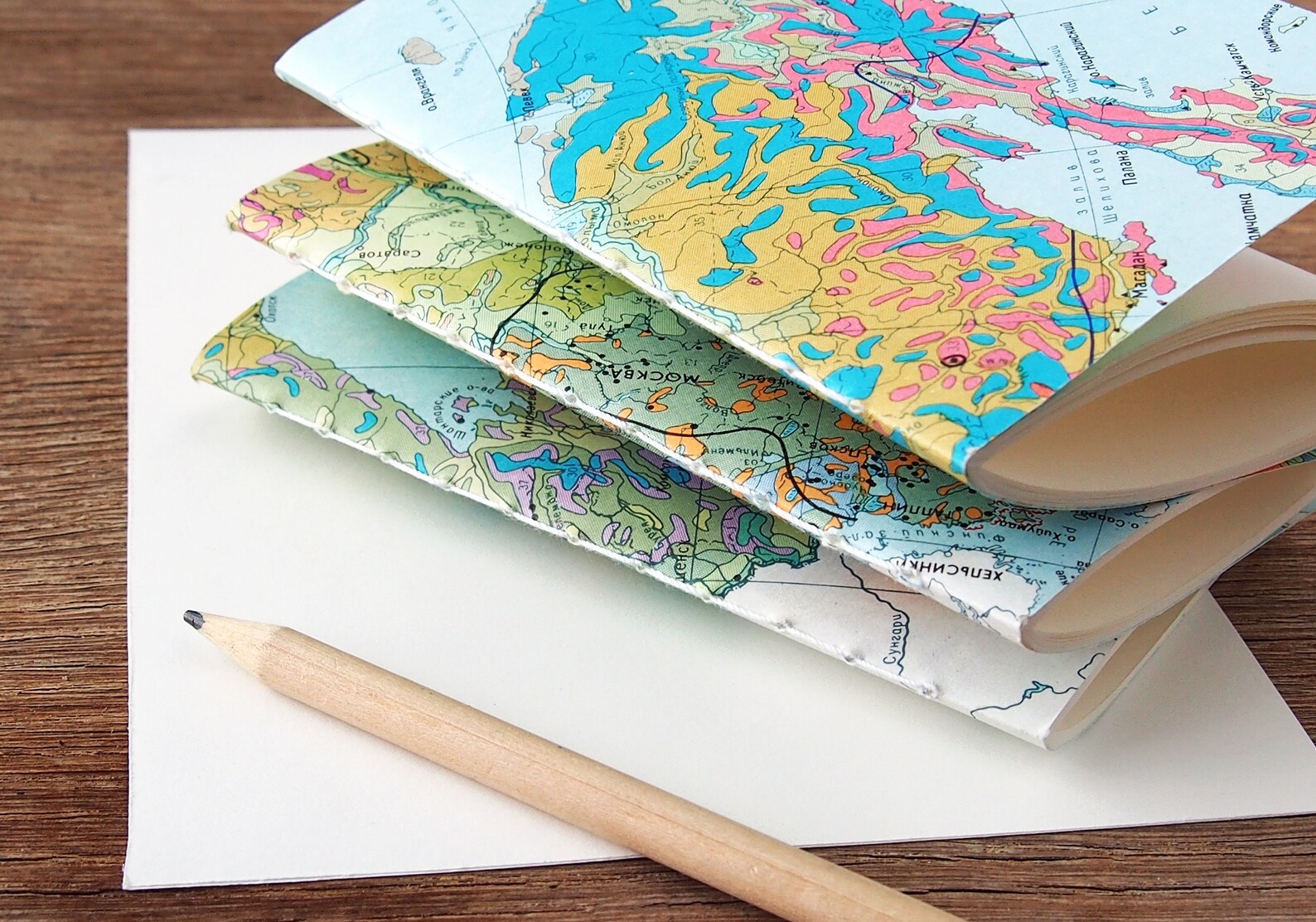 Set of Three Map Notebooks Tiny Notebook With Old Map Cover | Etsy