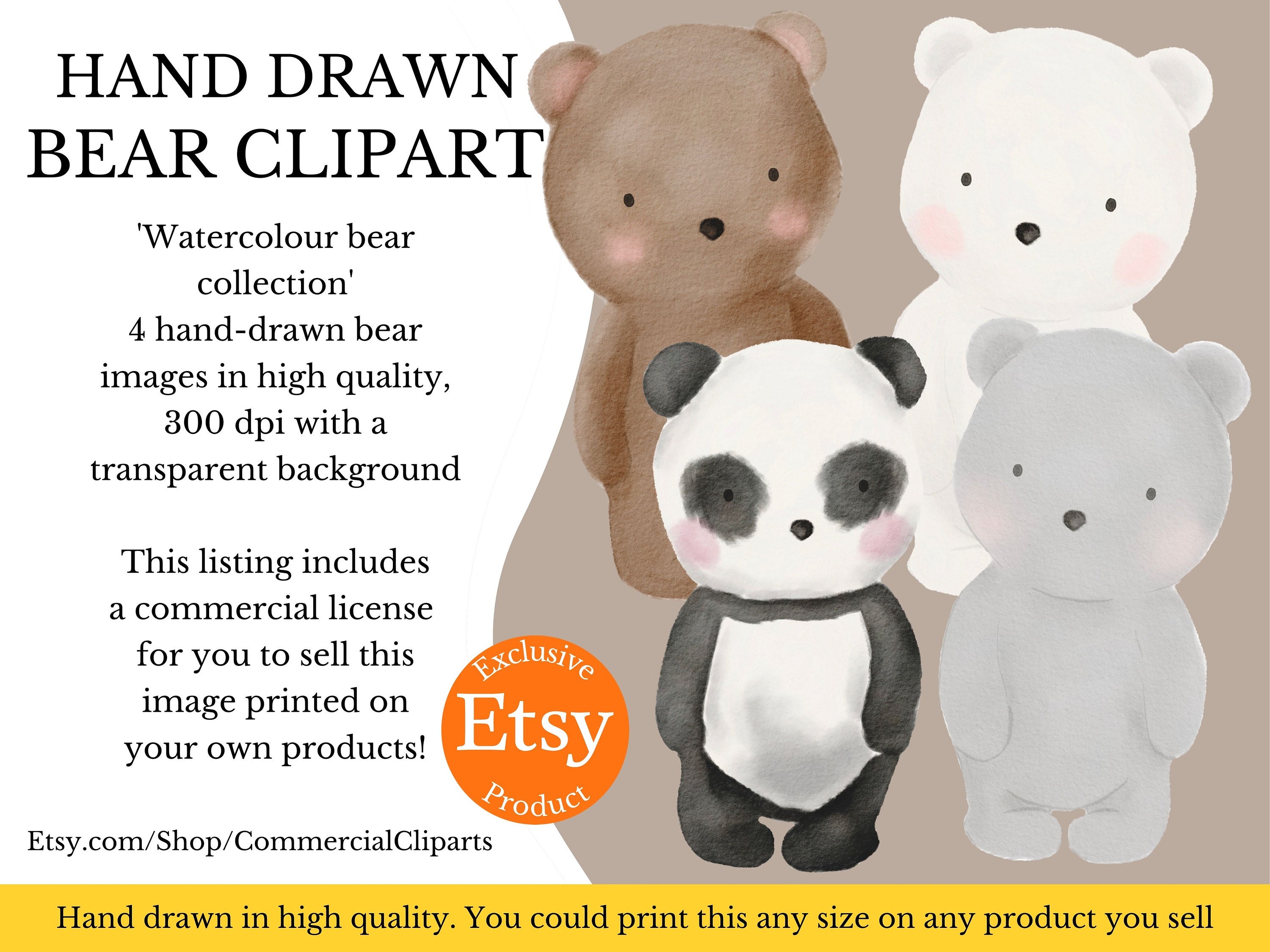 Watercolor Bears Clipart. Baby Shower Clipart It's a Boy - Etsy