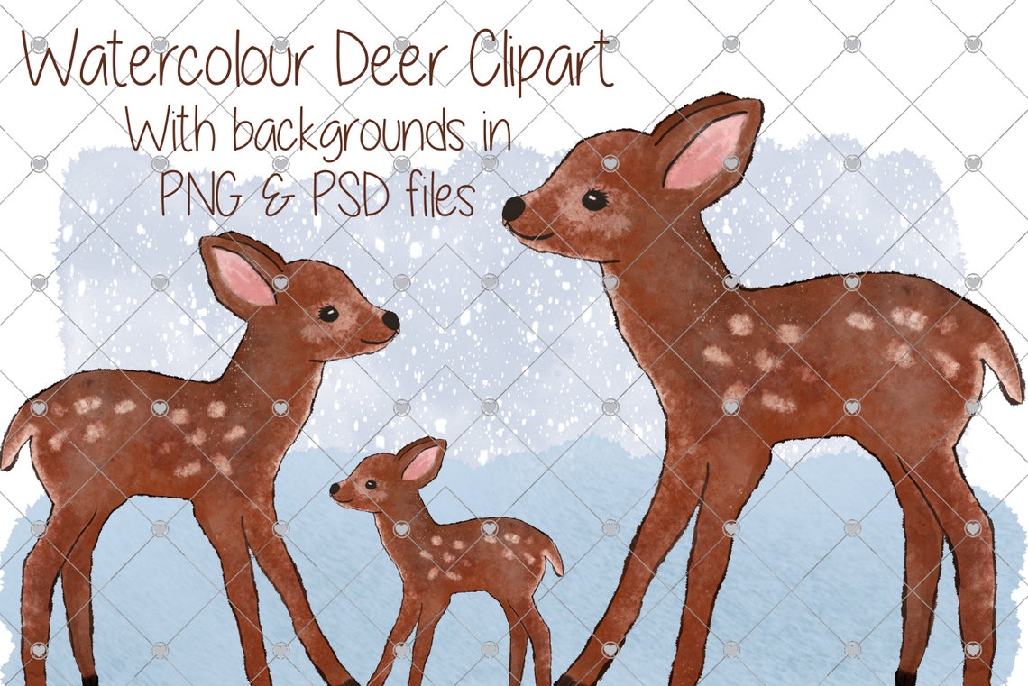 Deer woodland nursery clipart Watercolor clipart baby | Etsy