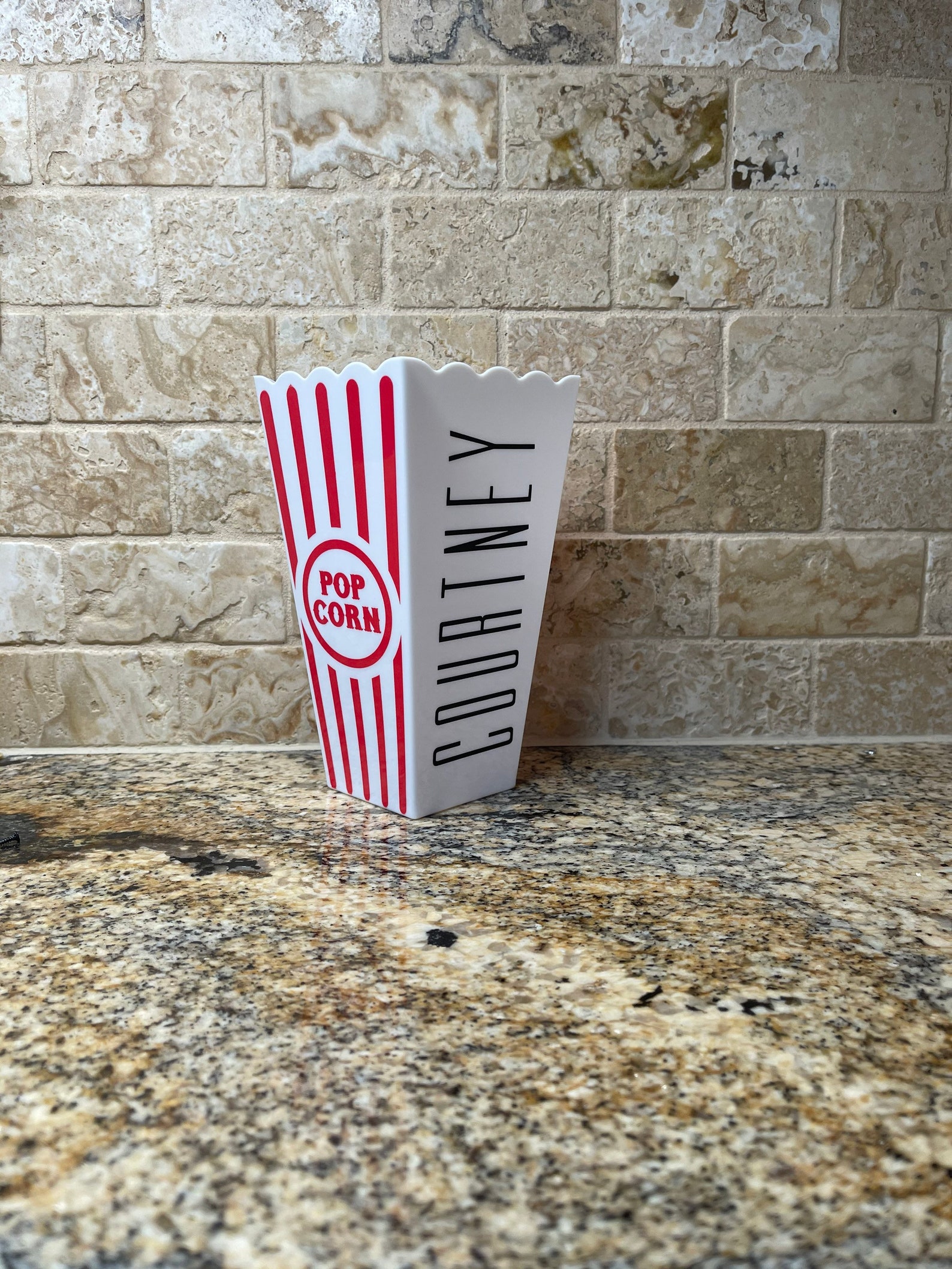 Personalized Classic Popcorn Bin, Popcorn Container for Movie Night ...
