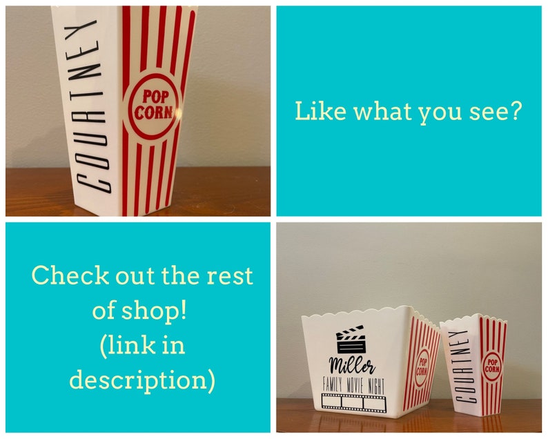 Personalized Classic Popcorn Bin, Popcorn Container for Movie Night ...