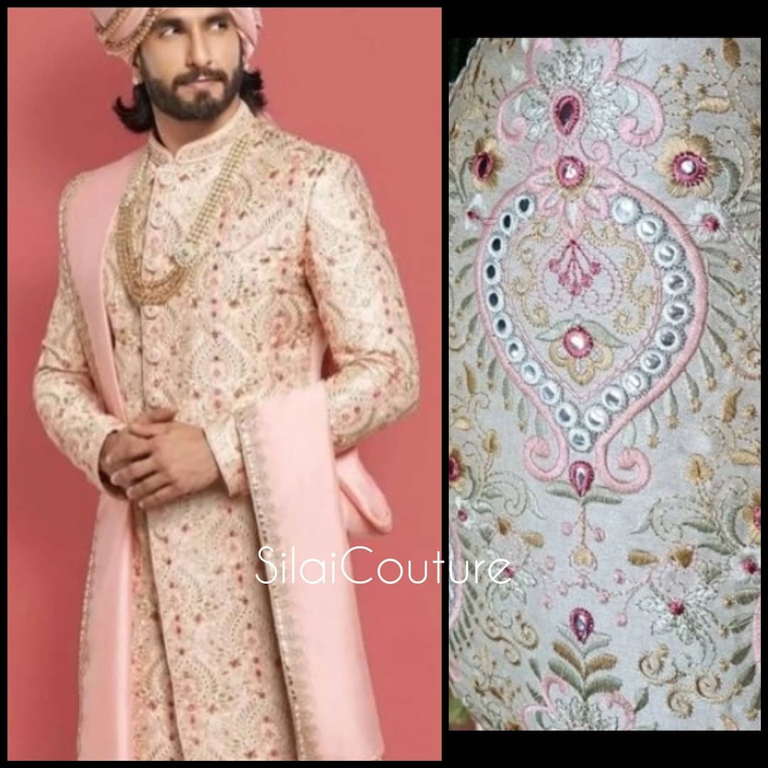 Designer Embroidered Wedding Sherwani for Men Long Achkan - Etsy