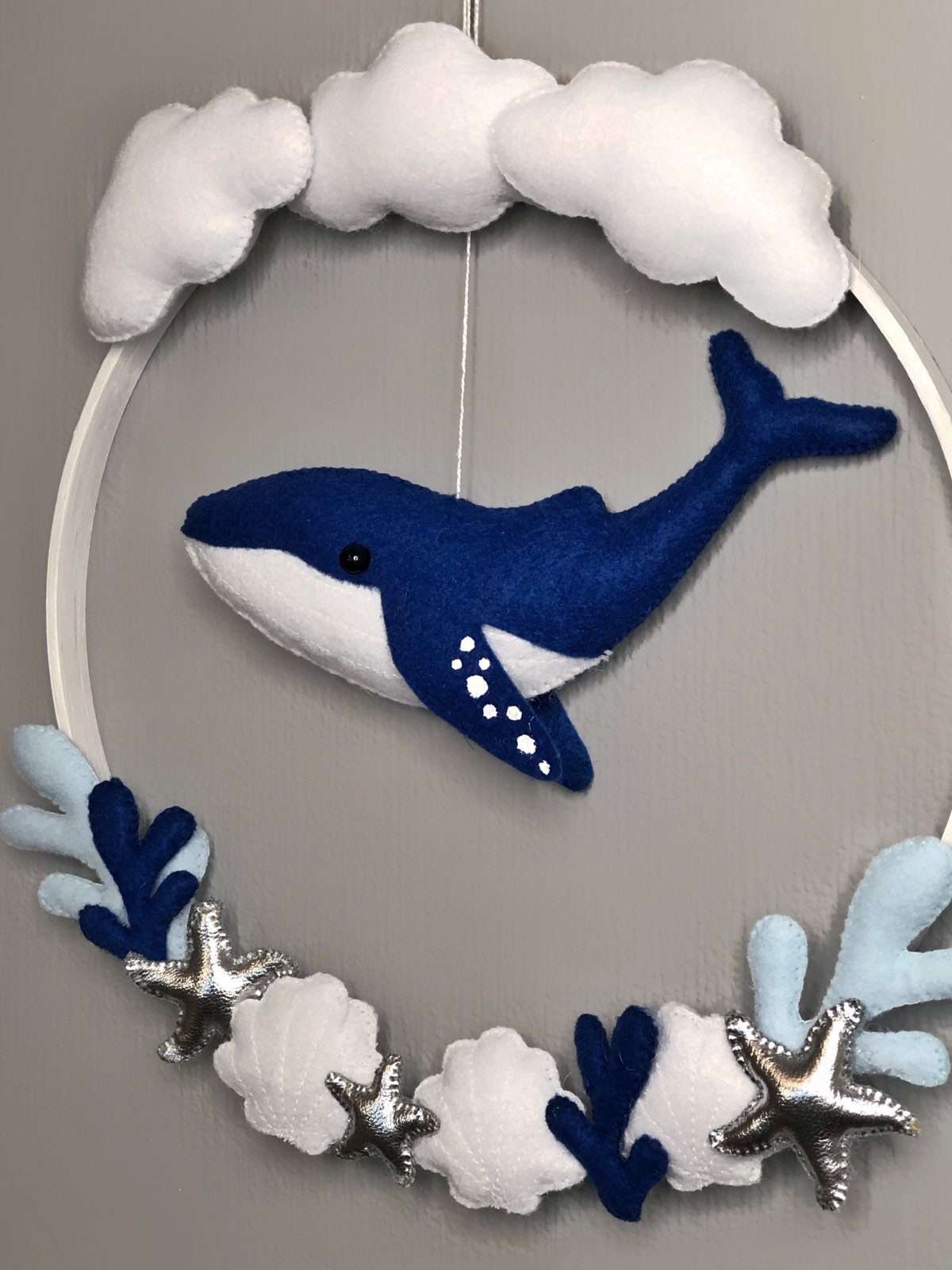 Whale Decor, Whale Hanging, Ocean Wreath, Wall Ocean Decor, Nautic ...