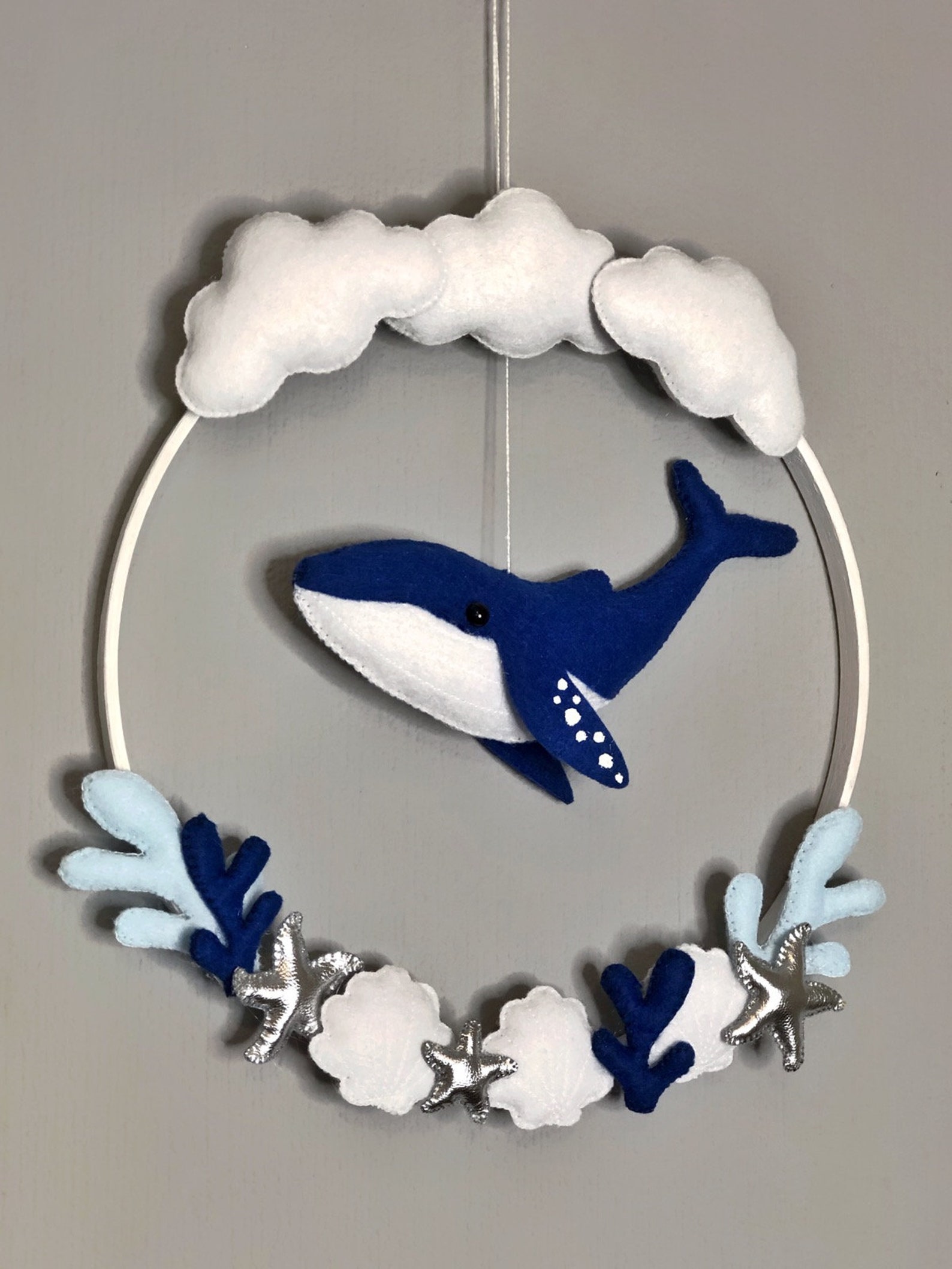 Whale Decor, Whale Hanging, Ocean Wreath, Wall Ocean Decor, Nautic ...