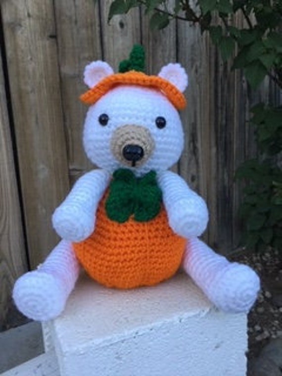 Crochet Pumpkin Bear Crochet Teddy Bear Halloween Bear - Etsy