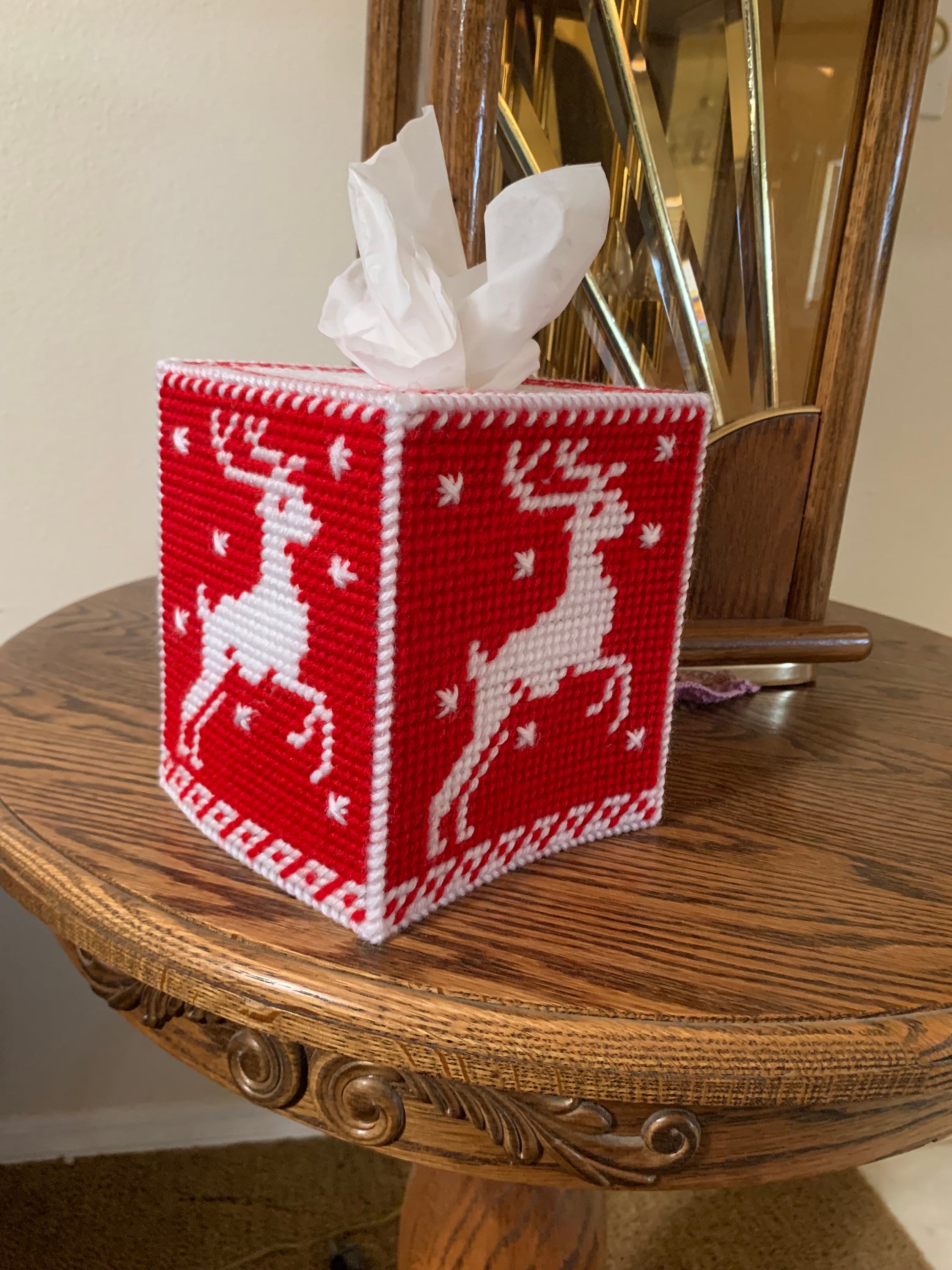 Red and White Reindeer Tissue Box Cover - Christmas Decoration - Etsy