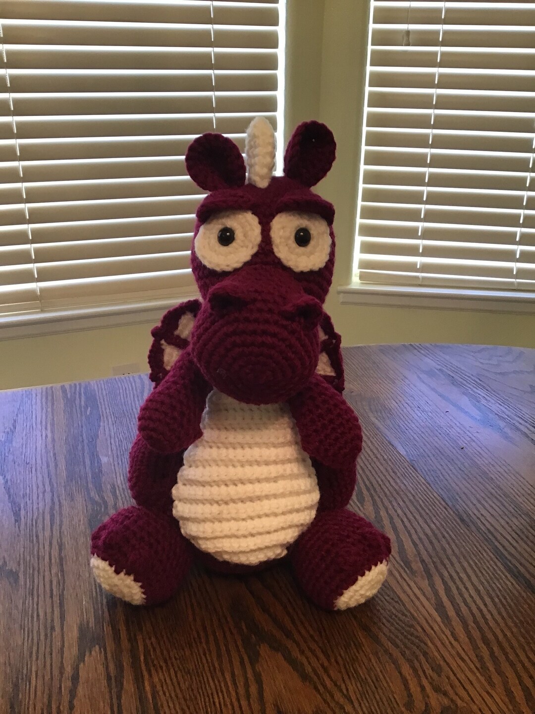 Crochet Dragon - Mulberry and White Dragon - Etsy