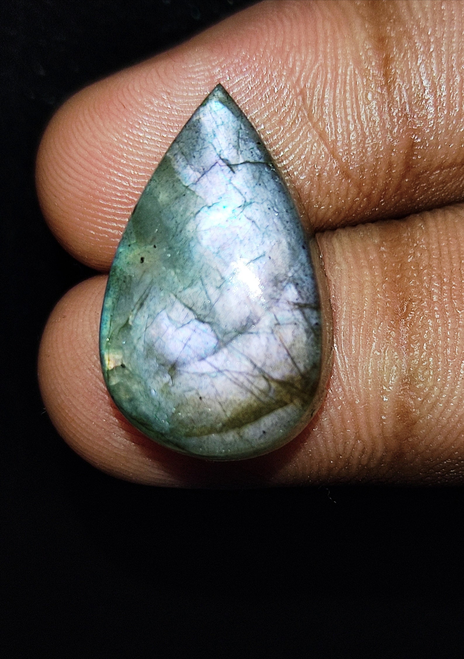 Natural Labradorite 15ct. White Flash Flash, Shape Pear, Loose Cabochon ...