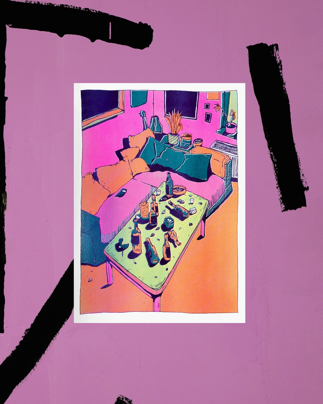 Living Room - Risography Art Print - Etsy