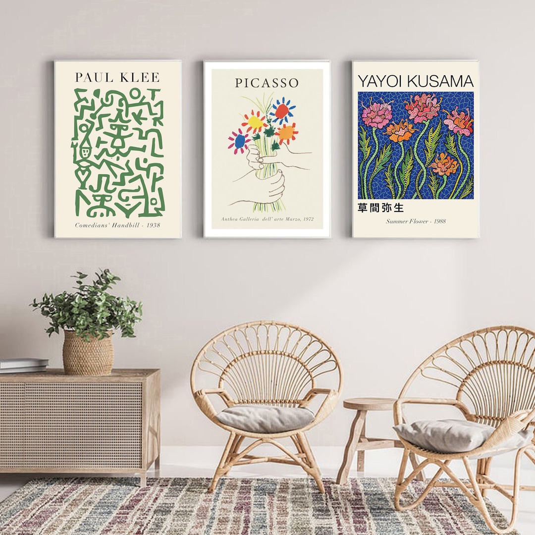 Set of 3 Prints, Set of Three Wall Art, Gallery Wall Bundle, Yayoi ...