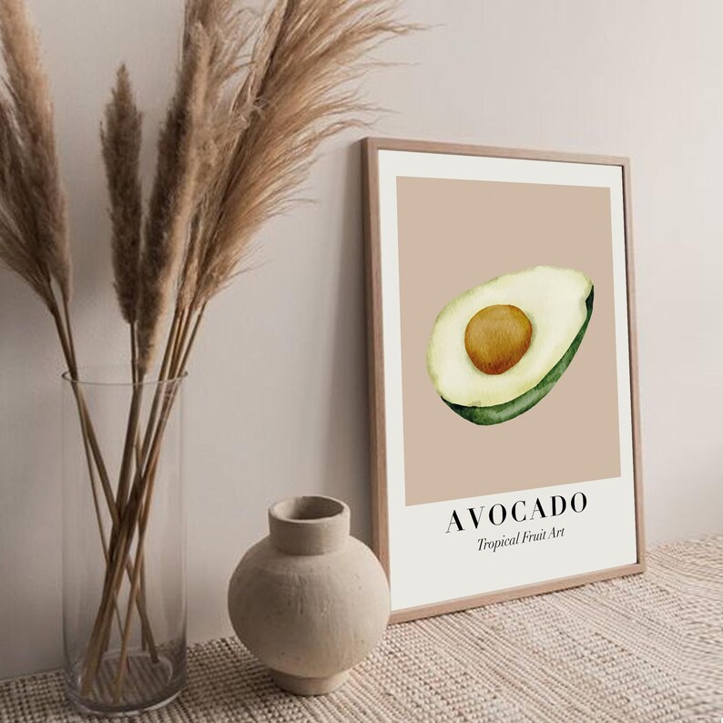 Avocado Print Avocado Poster Avocado Wall Art Tropical - Etsy