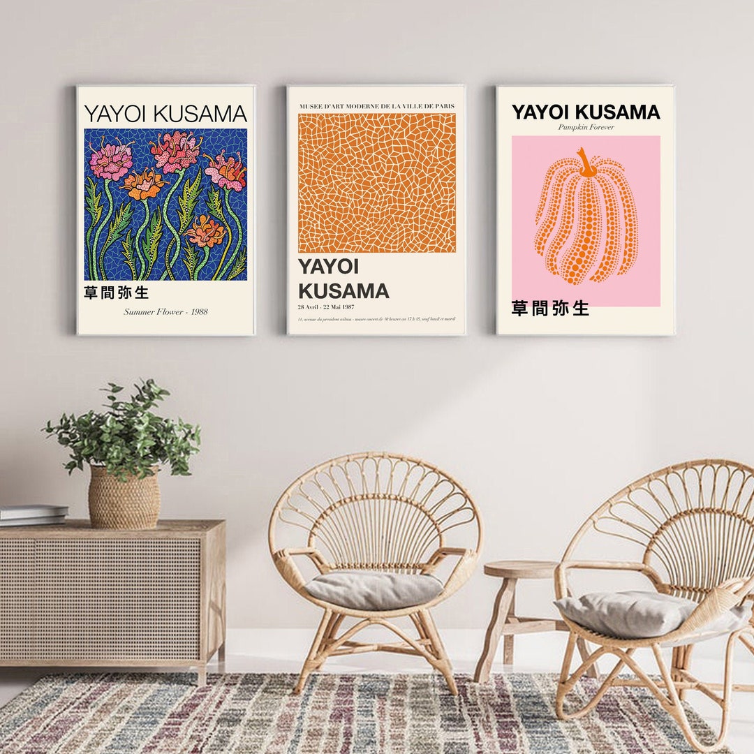 Set of 3 Prints, Set of 3 Wall Art, Gallery Wall Bundle, Yayoi Kusama ...