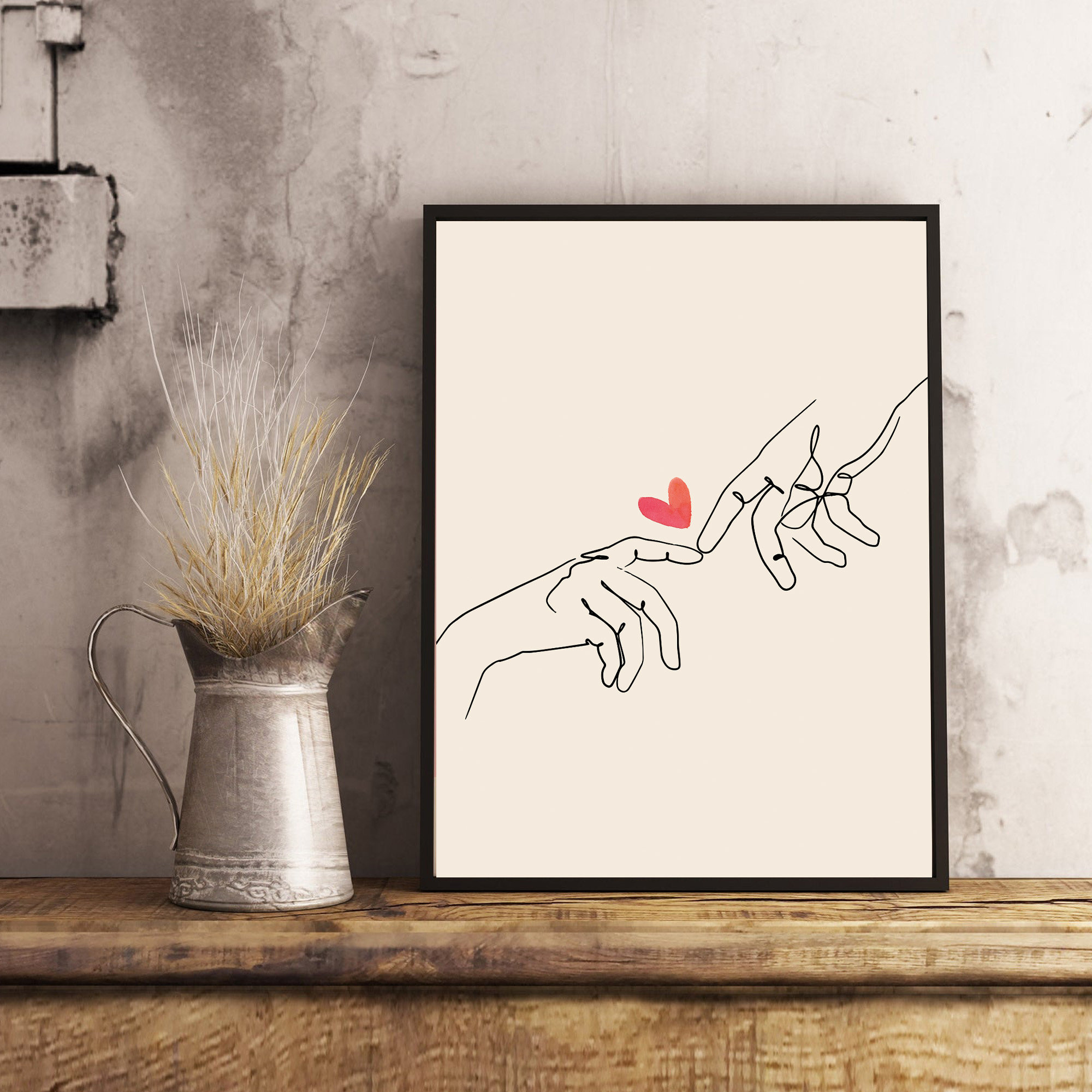 Hand Line Art Line Art Print Line Drawing Poster Holding - Etsy