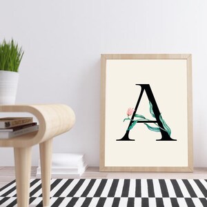 Personalized Letter Print, Custom Printable Art, Botanical Initial ...