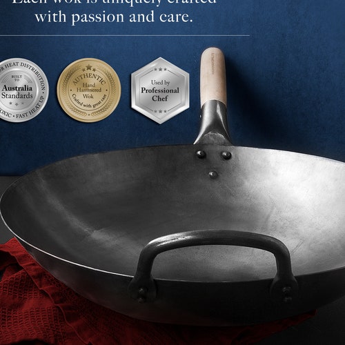 Authentic Carbon Steel Hand Hammered Pow Wok Traditional - Etsy