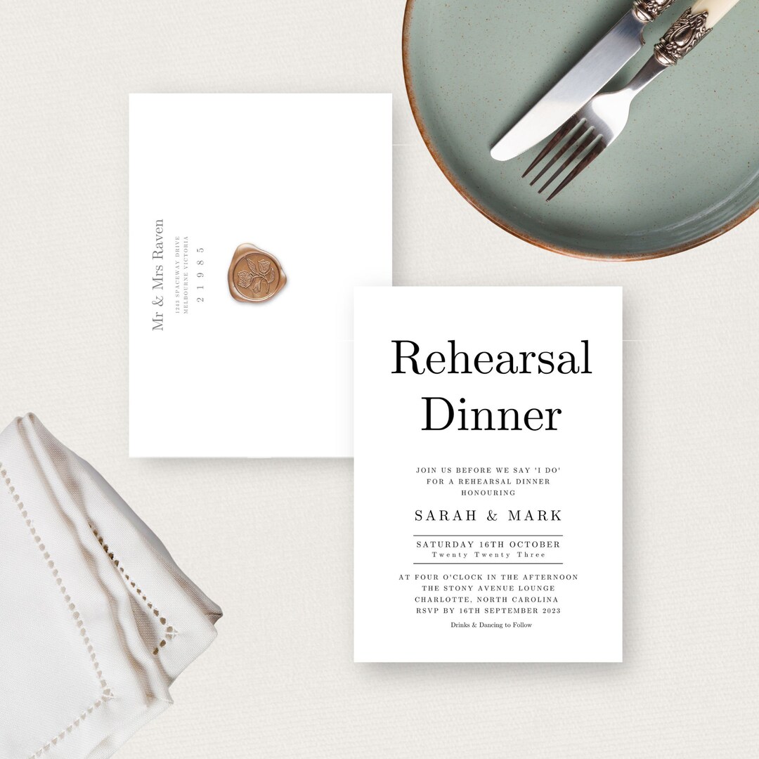 Minimalist Rehearsal Dinner Invitation Simple Minimalist - Etsy