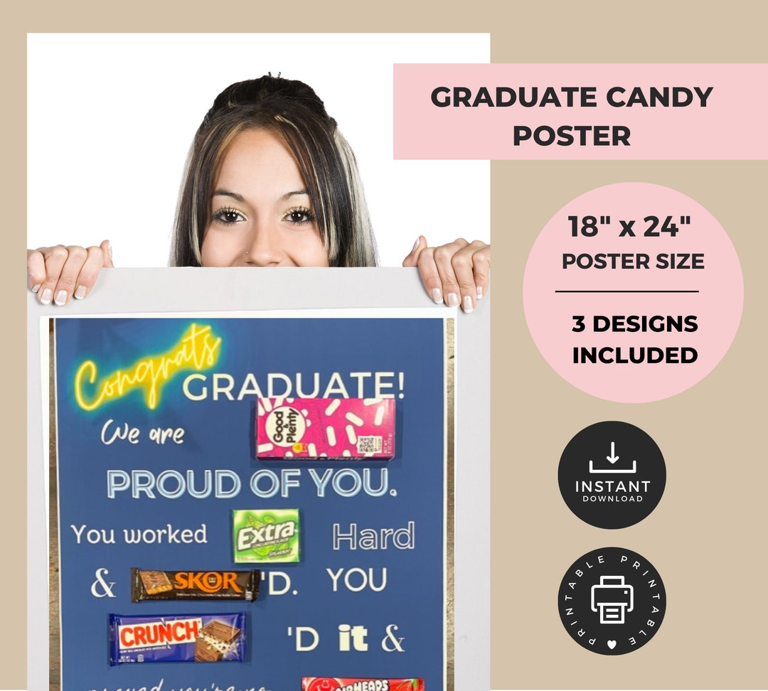 Graduation Candy Poster Graduate Candy Gram Gift for - Etsy