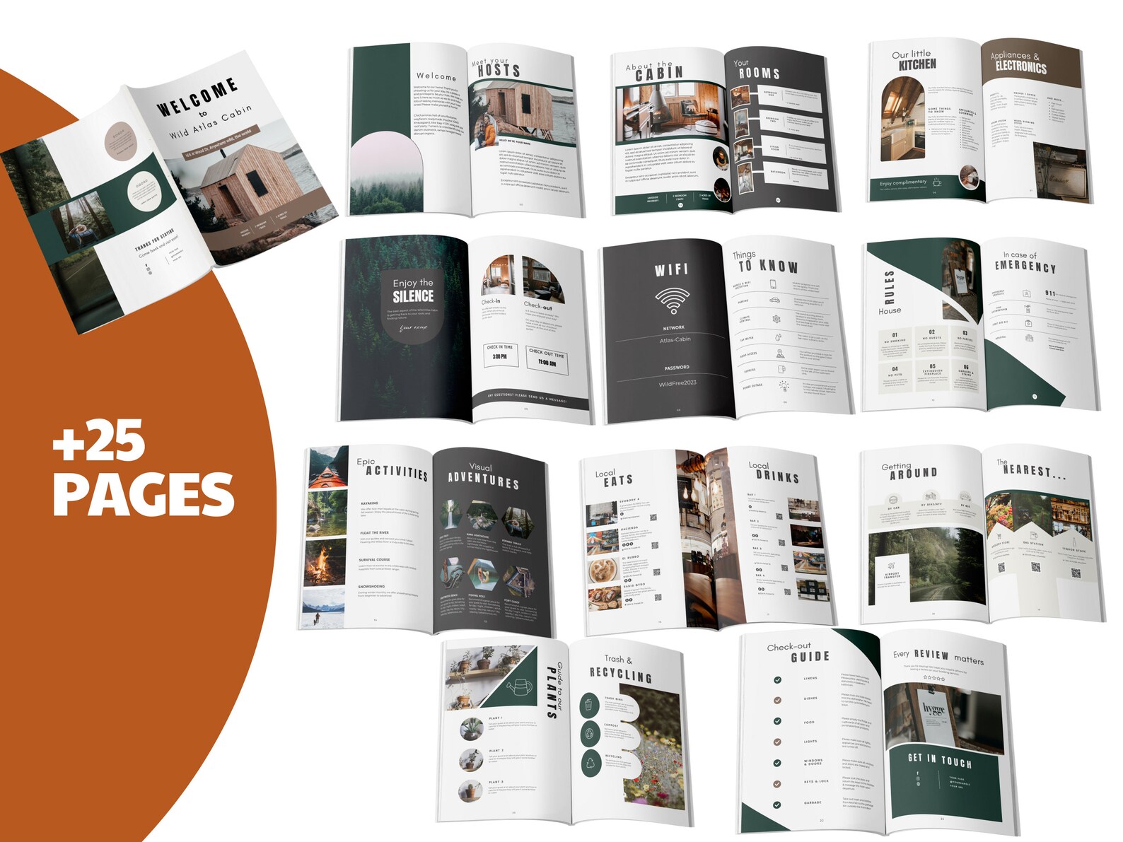 Airbnb Welcome Book Template Cabin, VRBO Welcome Book for Canva ...