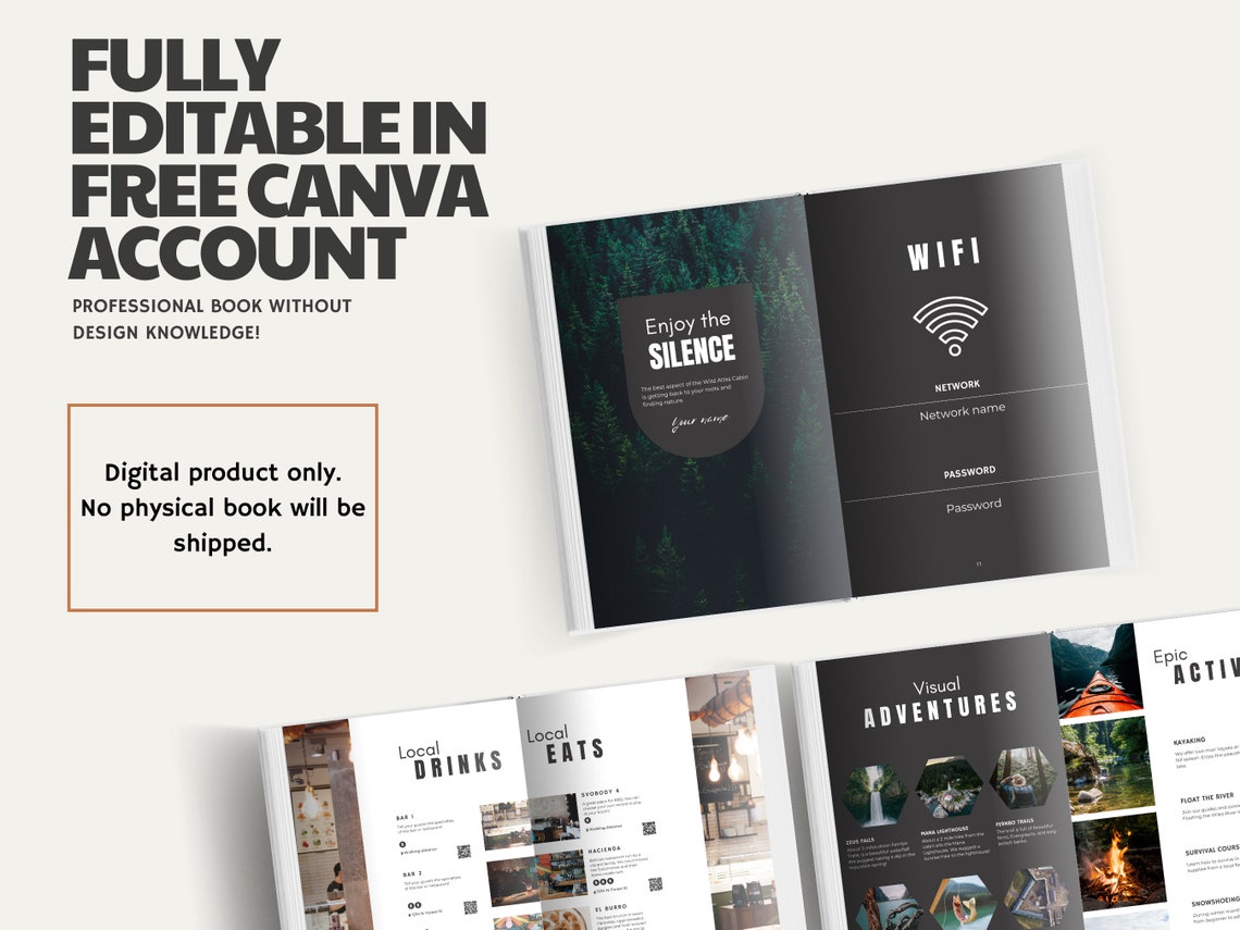 Airbnb Welcome Book Template Cabin, VRBO Welcome Book for Canva ...
