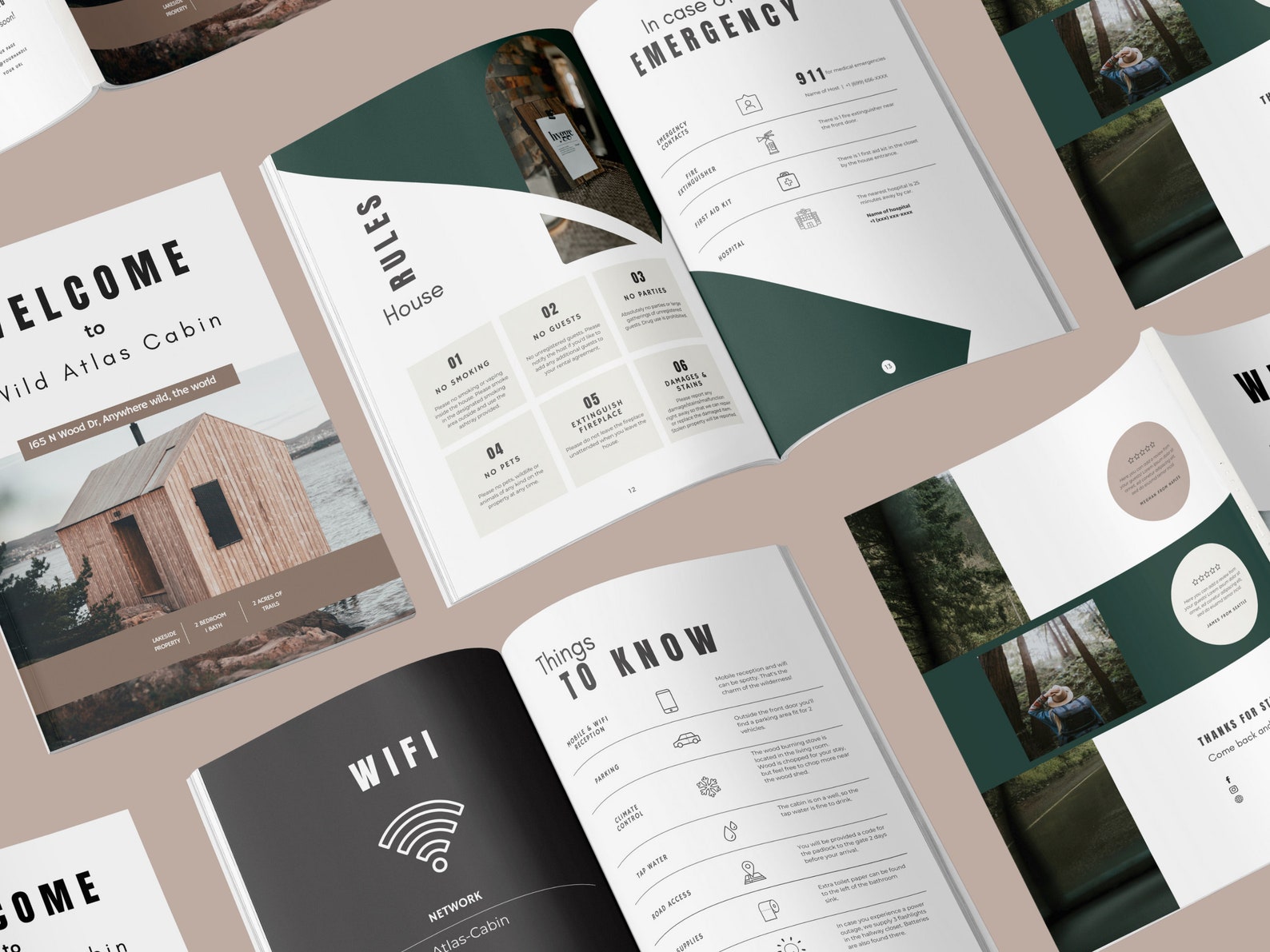 Airbnb Welcome Book Template Cabin, VRBO Welcome Book for Canva ...