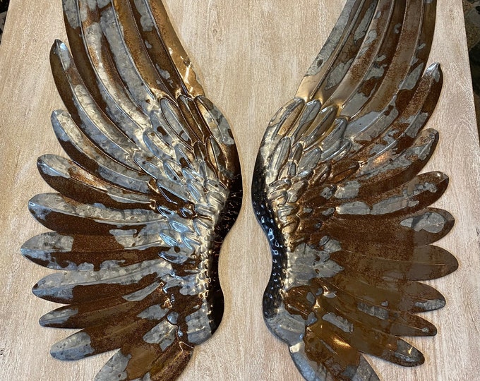 Large 43" Galvanized Metal Angel Wings Rustic Wall Decor - Etsy