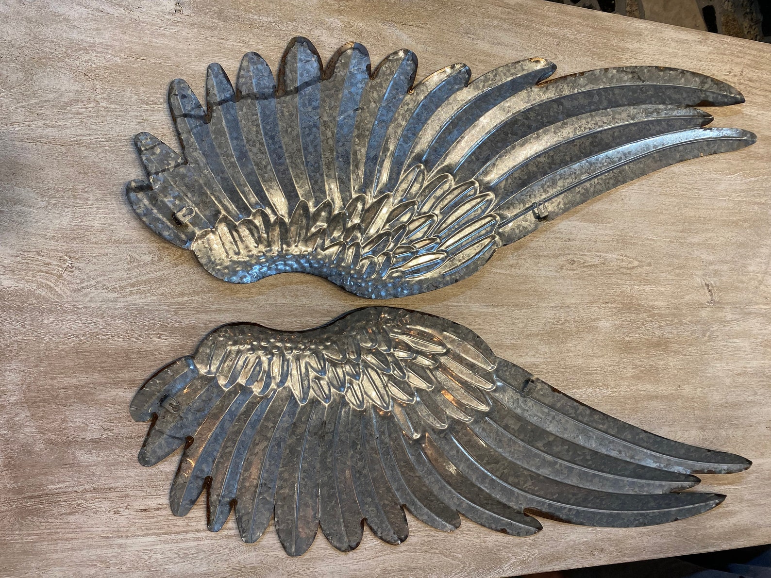 Large 43" Galvanized Metal Angel Wings Rustic Wall Decor - Etsy