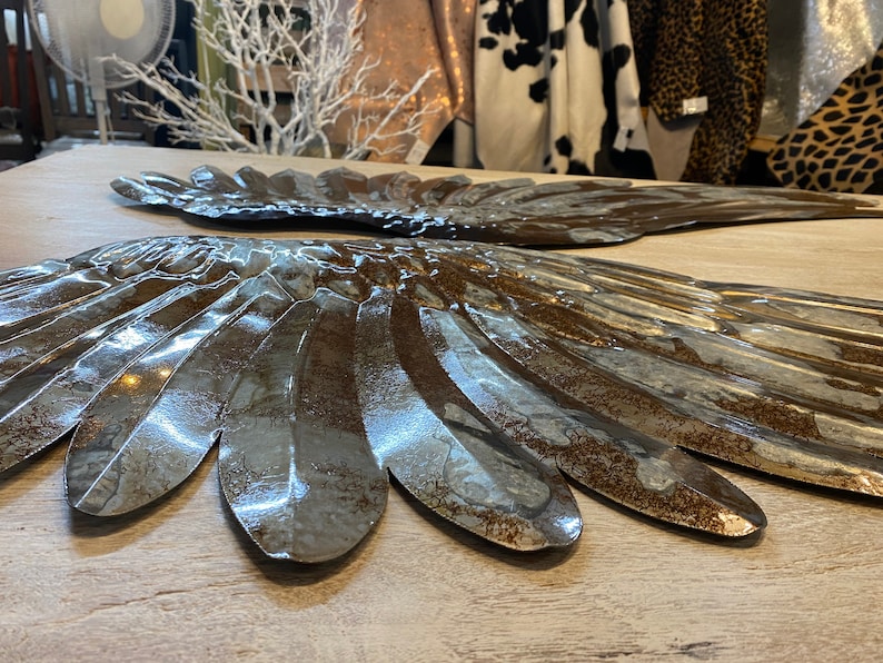 Large 43 Galvanized Metal Angel Wings Rustic Wall Decor - Etsy