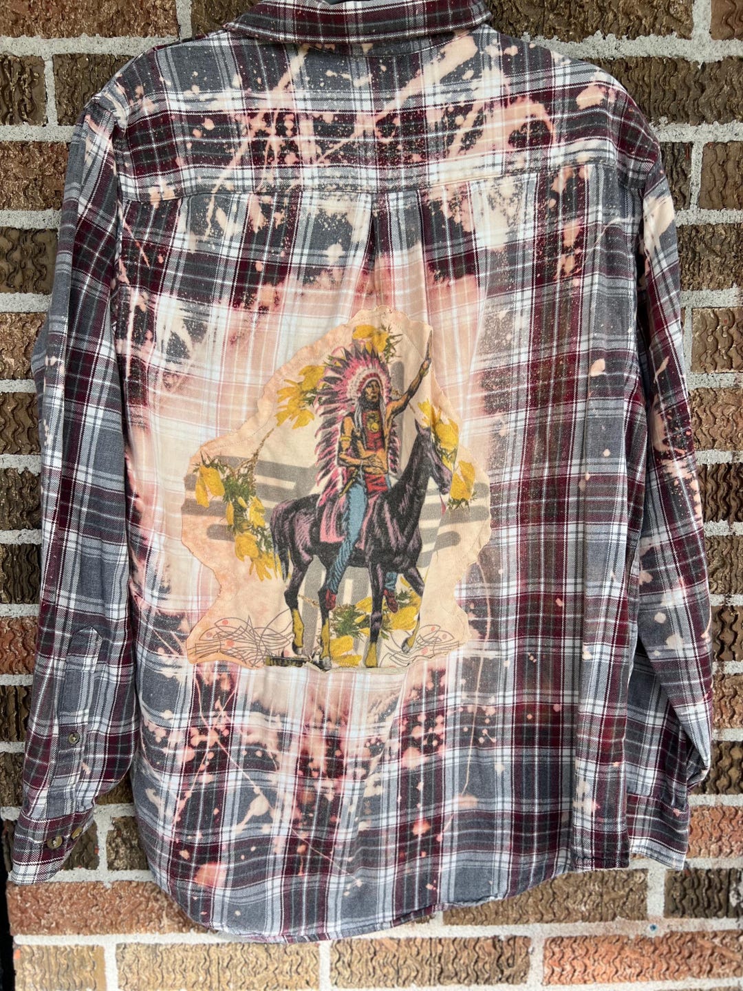 Western. Chief Indian. Native American. Upcycled Bleached Flannel ...