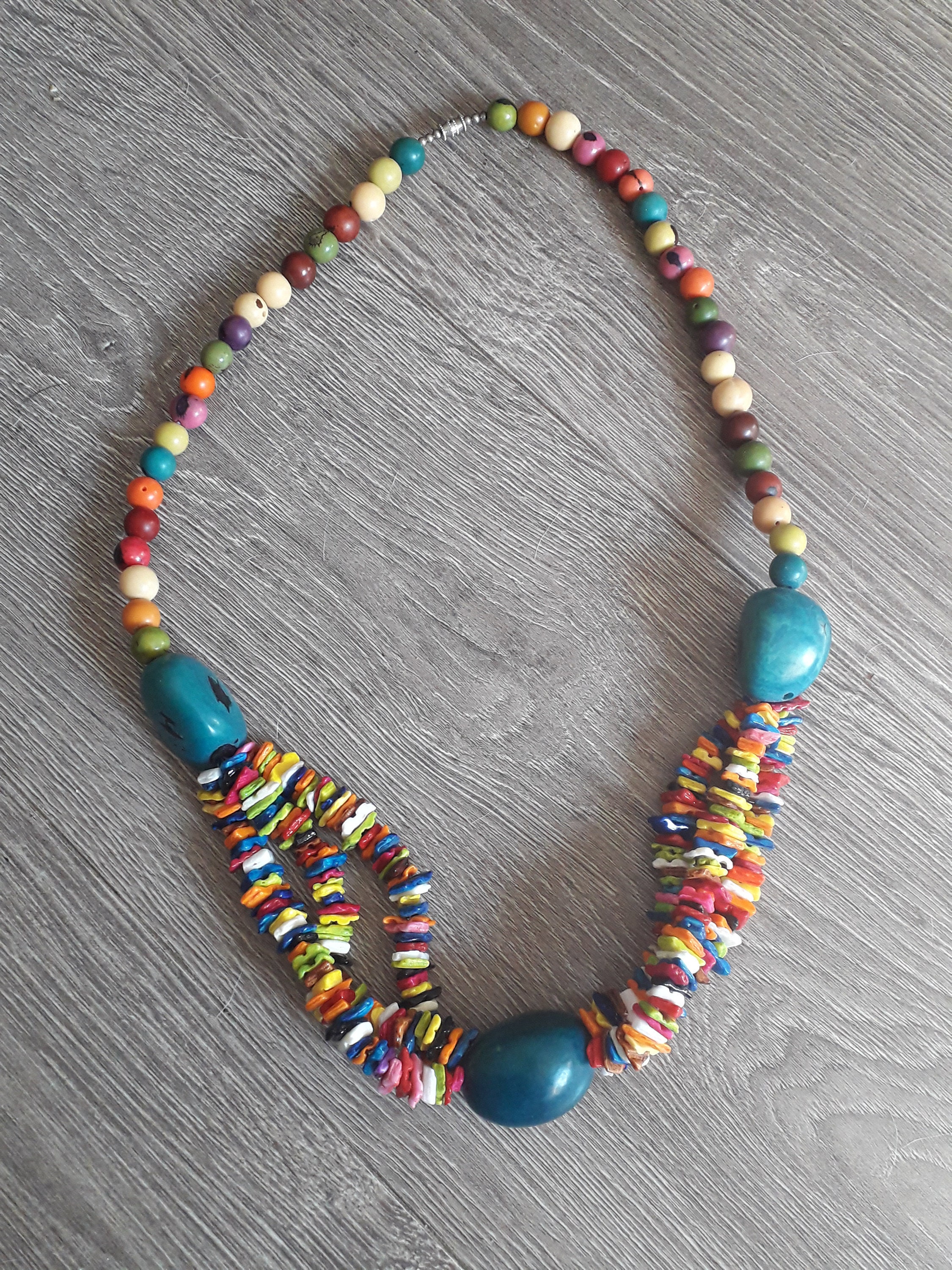 Hand Made Peruvian Multi-coloured Tagua Nut Seed and Shell - Etsy UK