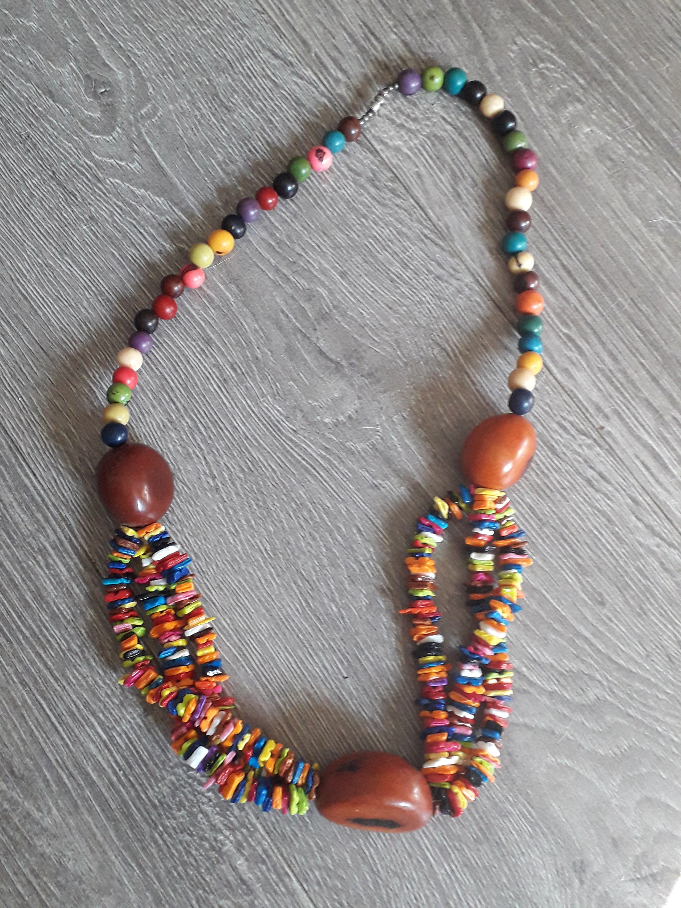 Hand Made Peruvian Multi-coloured Tagua Nut, Seed and Shell Chunky ...