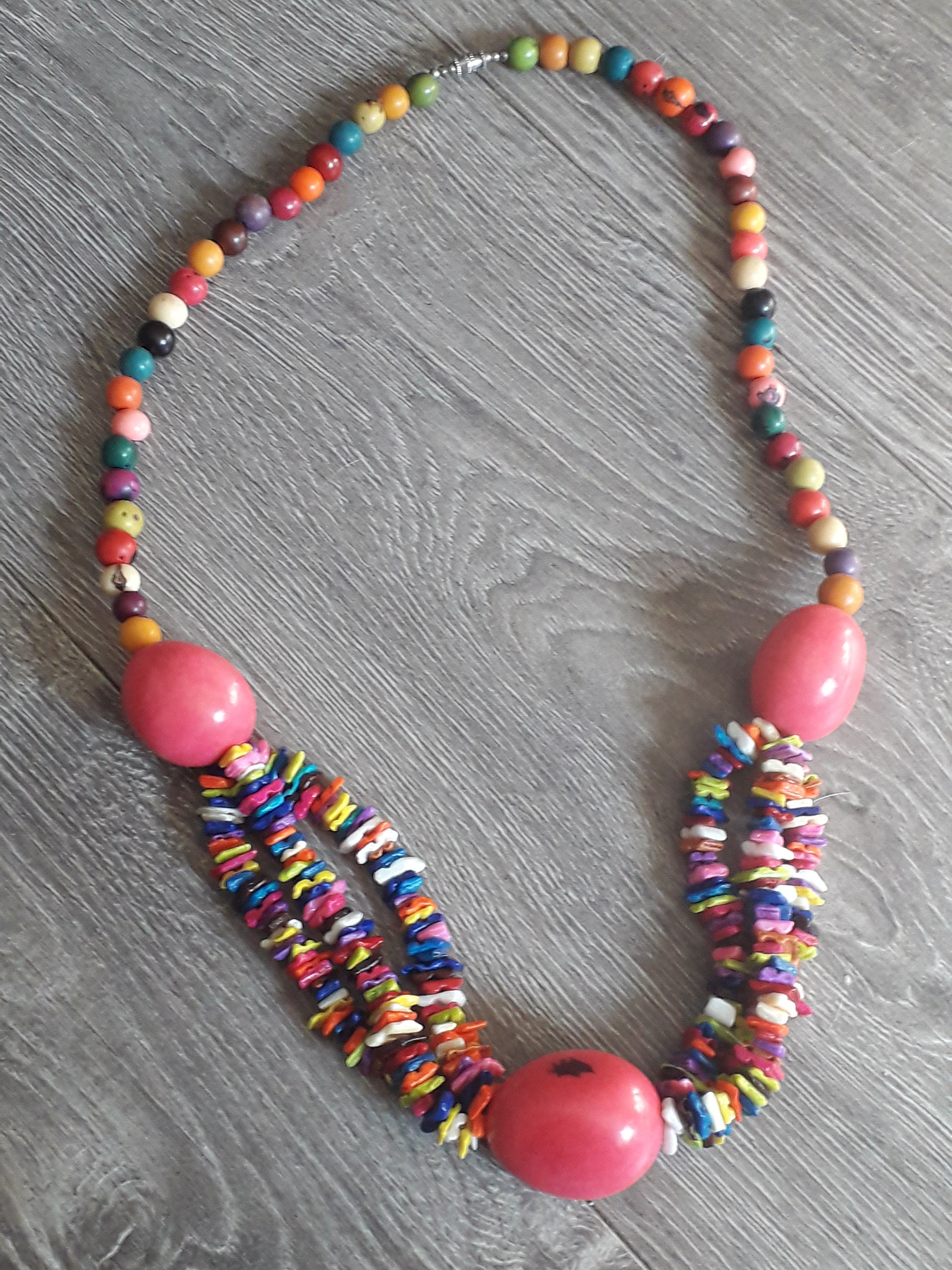 Hand Made Peruvian Multi-coloured Tagua Nut, Seed and Shell Chunky ...